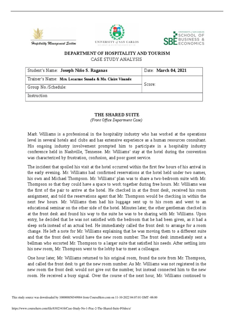 Case Study No. 1 Prac 2 The Shared Suite FO | PDF | Goal