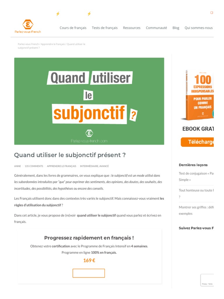 Quand Utiliser Le Subjonctif Présent - Parlez-Vous French | PDF | Verbe ...