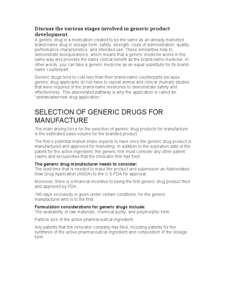 Generic Drugs | PDF | Generic Drug | Food And Drug Administration