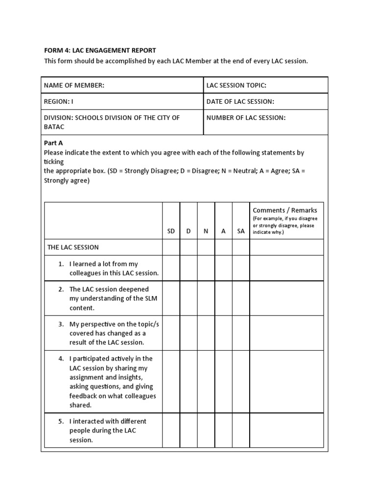 LAC Engagement Report Template | PDF