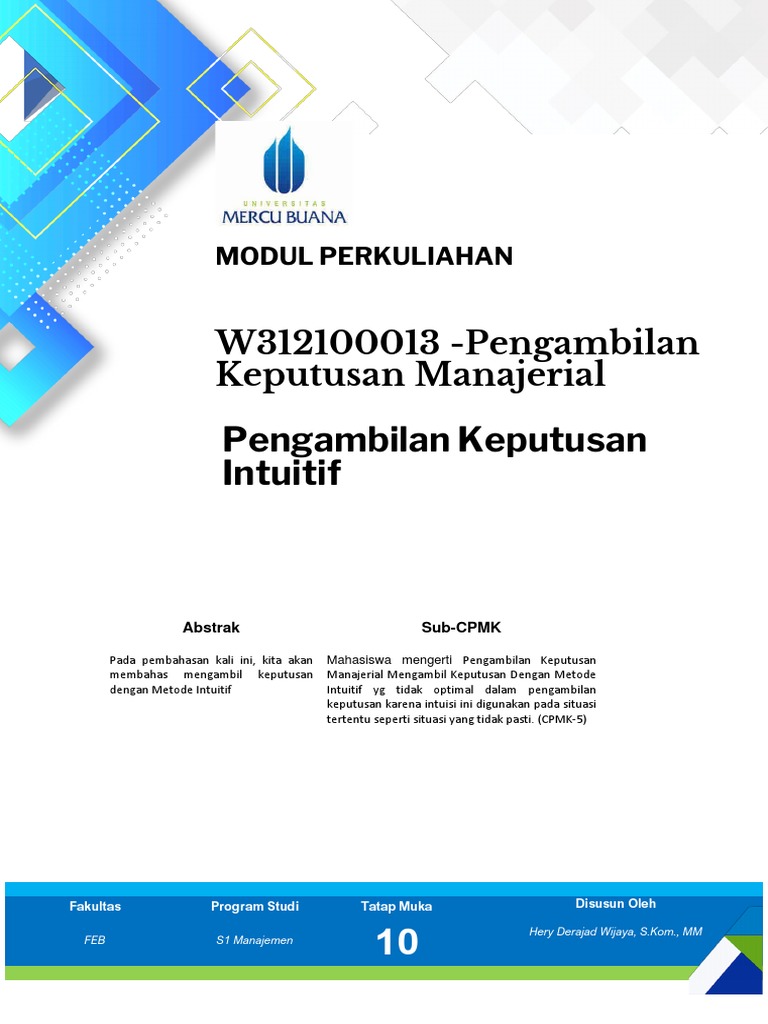 Modul Pengambilan Keputusan Manajerial (TM10) | PDF