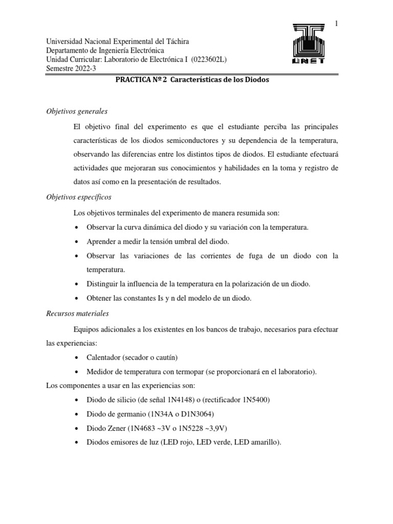 Caracteristicas de Los Diodos | PDF | Diodo | Diodo emisor de luz