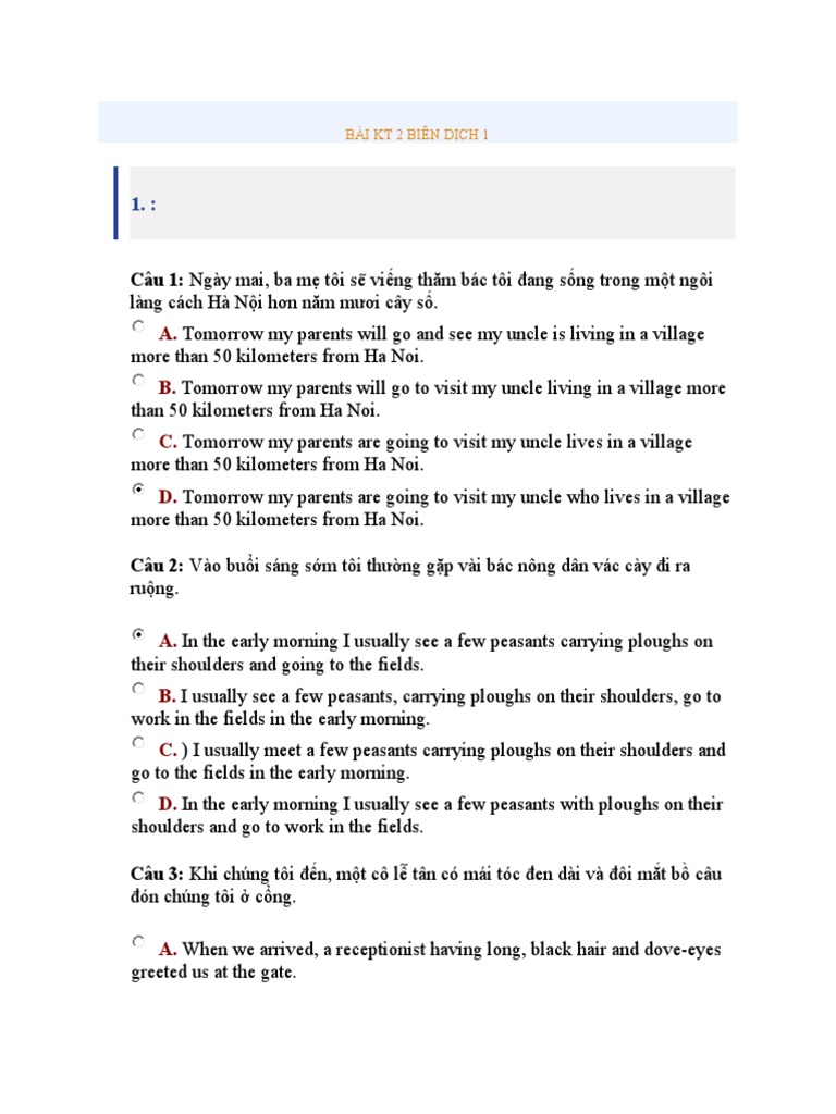 Bai KT 2 Bien Dịch 1 | PDF | Vietnam | Southeast Asia