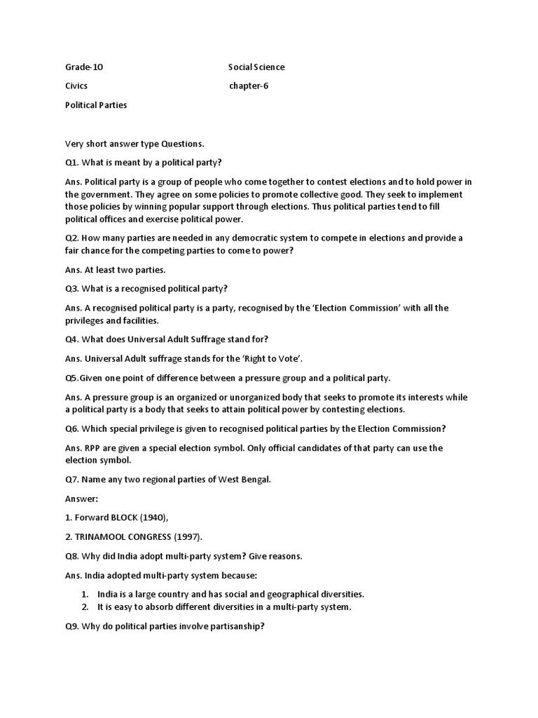 Grade 10 Civics Chapter 6 | PDF | Elections | Democracy