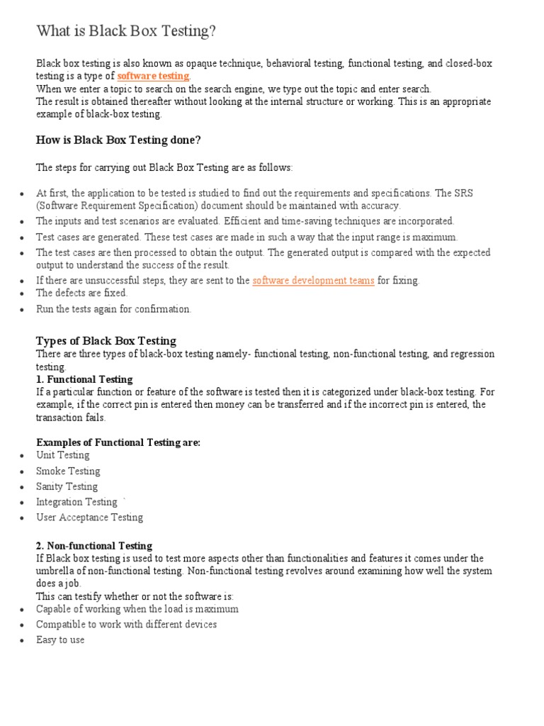 Black Box Testing | PDF | Software Testing | User (Computing)