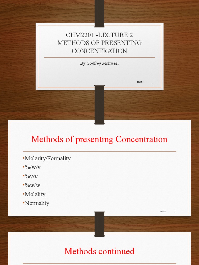 Methods of Presenting Concentration - Lecture 2 | PDF | Mass ...