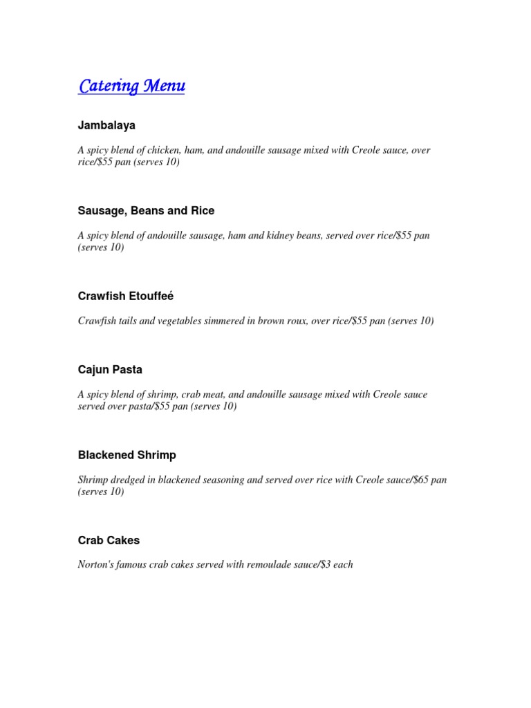 Catering Menu | PDF