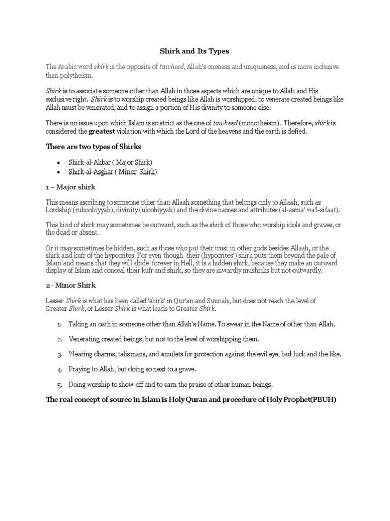 Shirk and Its Types | PDF