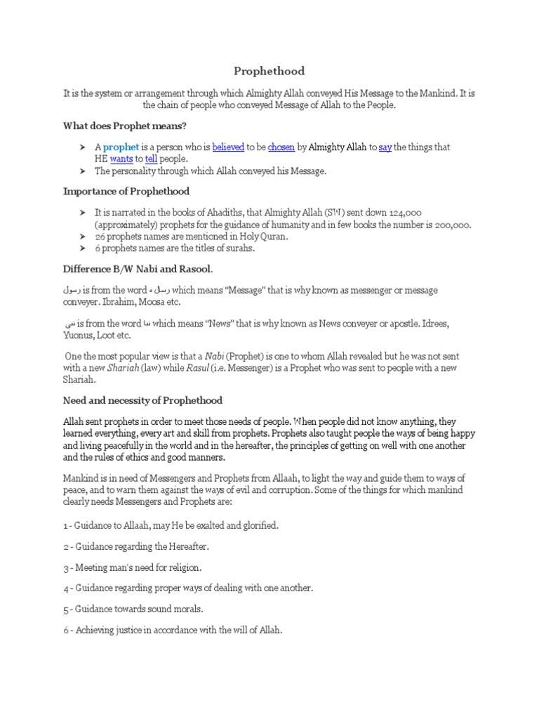 The System of Prophethood: Guidance, Qualities, and the Finality of ...