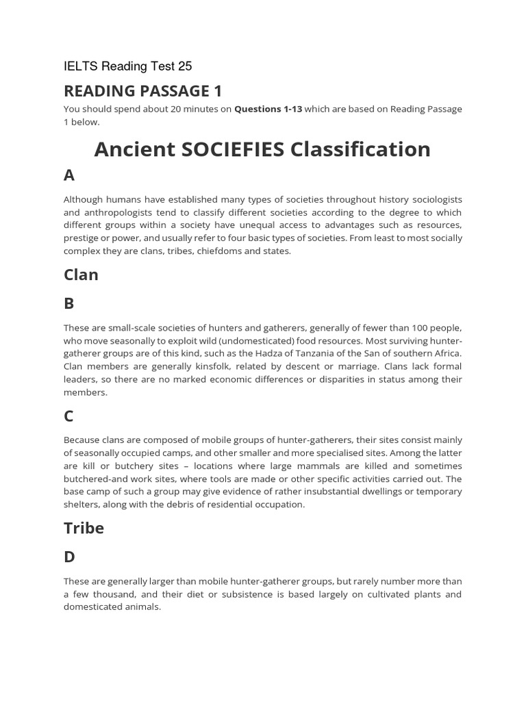 IELTS Reading Practice Test 25 | PDF | Phonics | Society