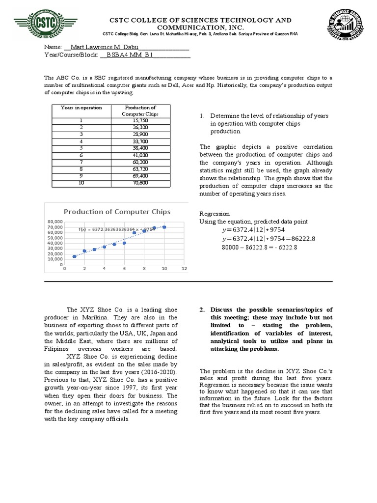 Ochoa, Jobenyl Correlation and Regression | PDF | Computing | Science