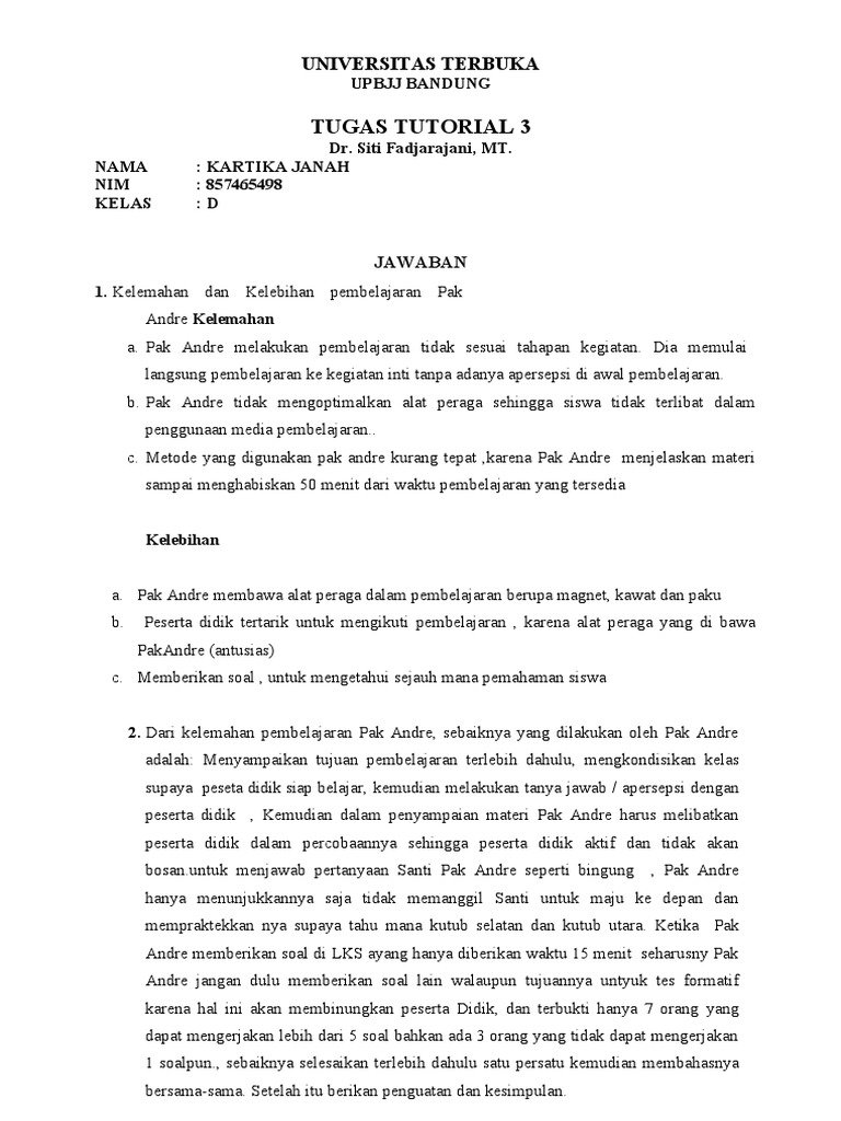 TT3 - PDGK 4500 - Tap - Kartika Janah 857465478 | PDF