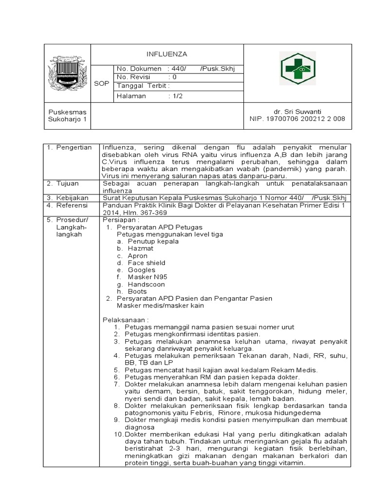 Sop Influenza | PDF