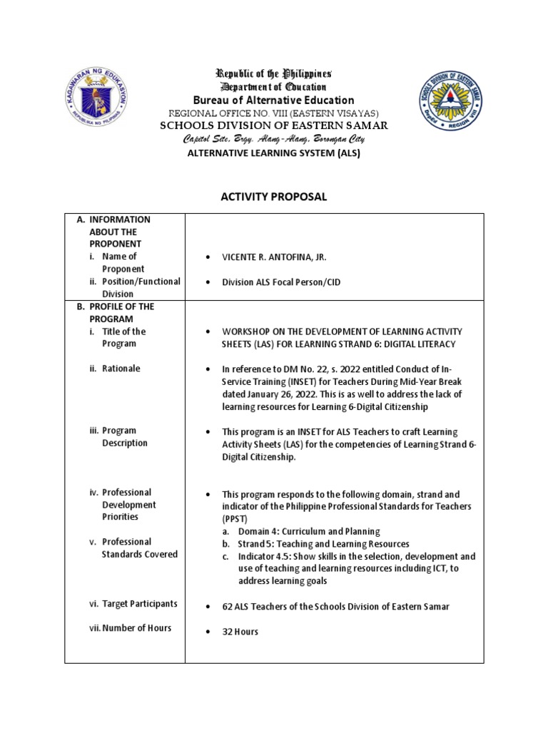 Als Mid Year Break Inset Proposal and Matrix | PDF | Behavior ...