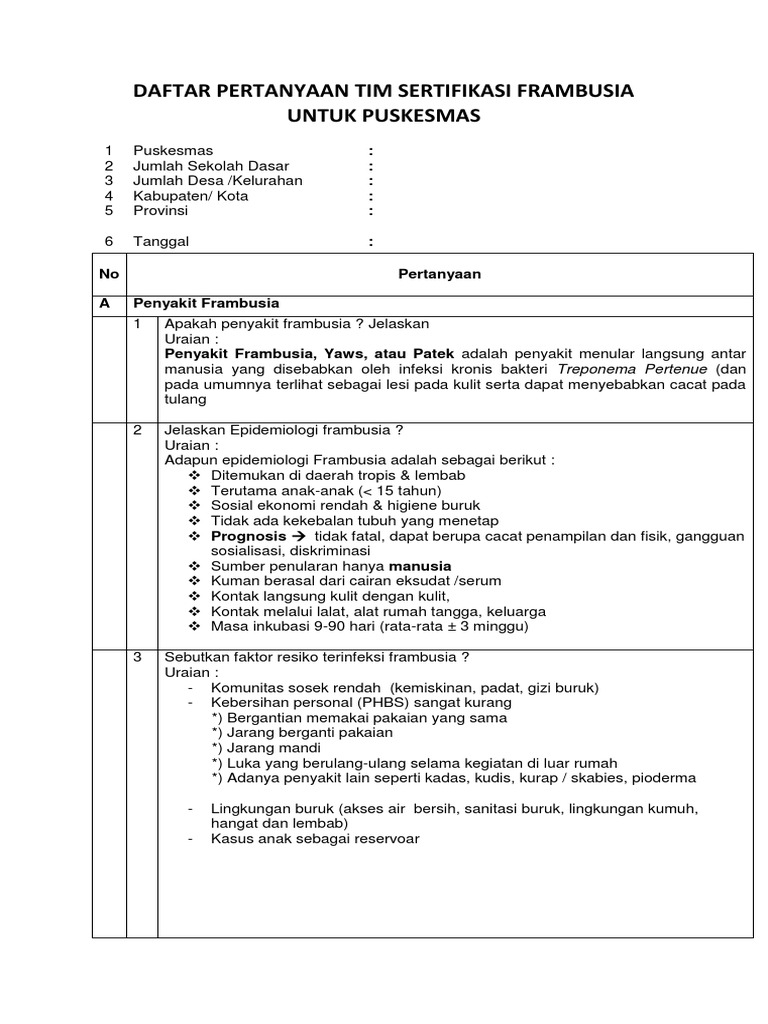 2 Lampiran Kisi-Kisi Bagian B Frambusia | PDF | Sains & Matematika