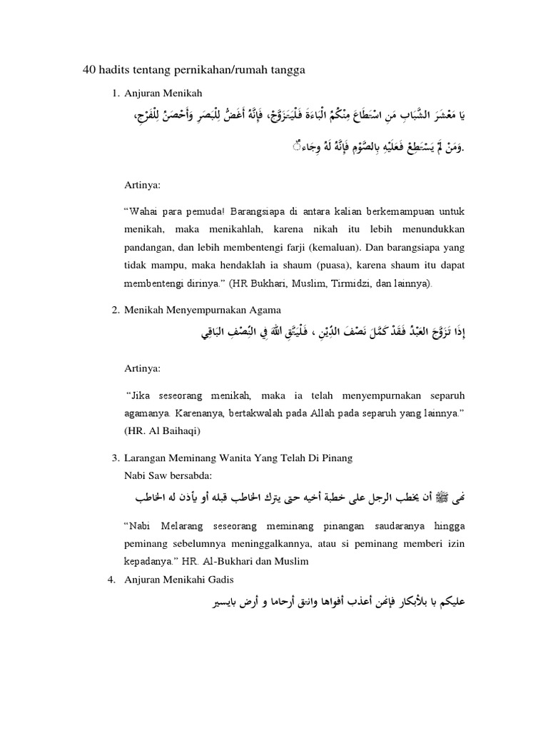 40 Hadits Tentang Rumah Tangga | PDF