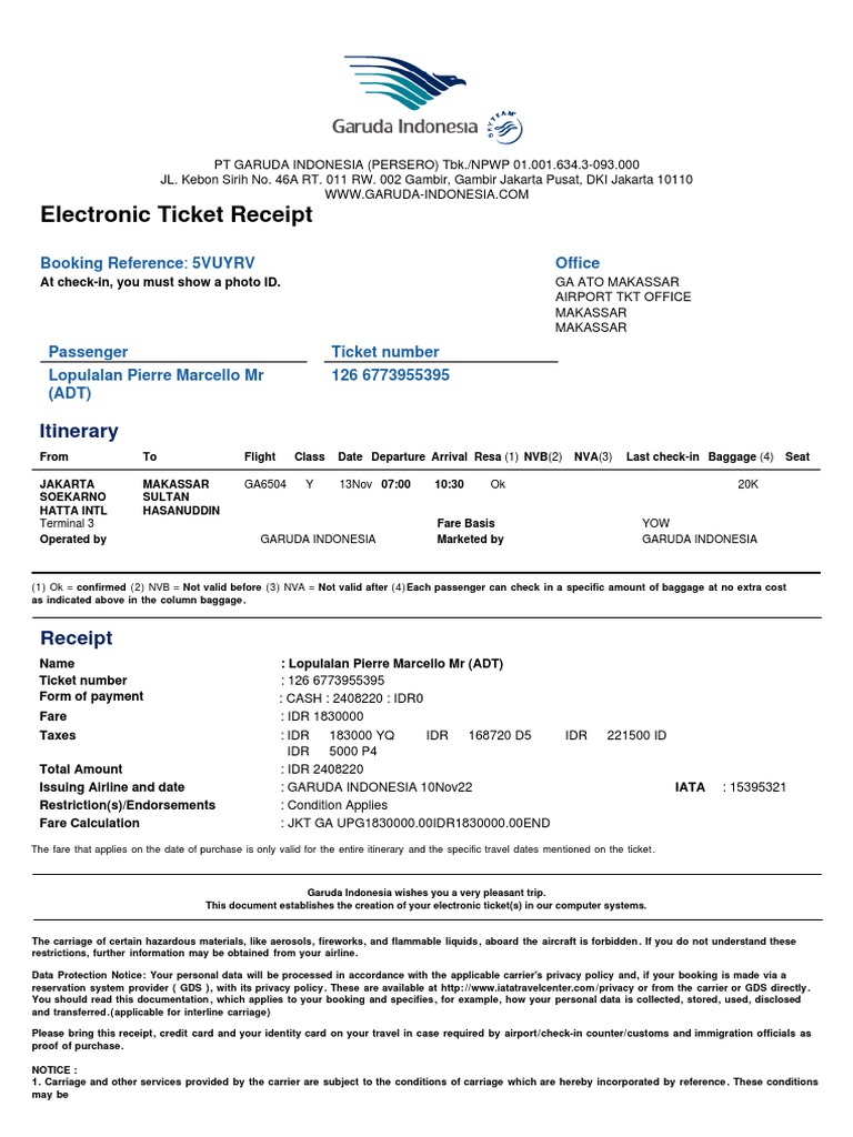 Your Electronic Ticket Receipt | PDF | Dangerous Goods | Transport
