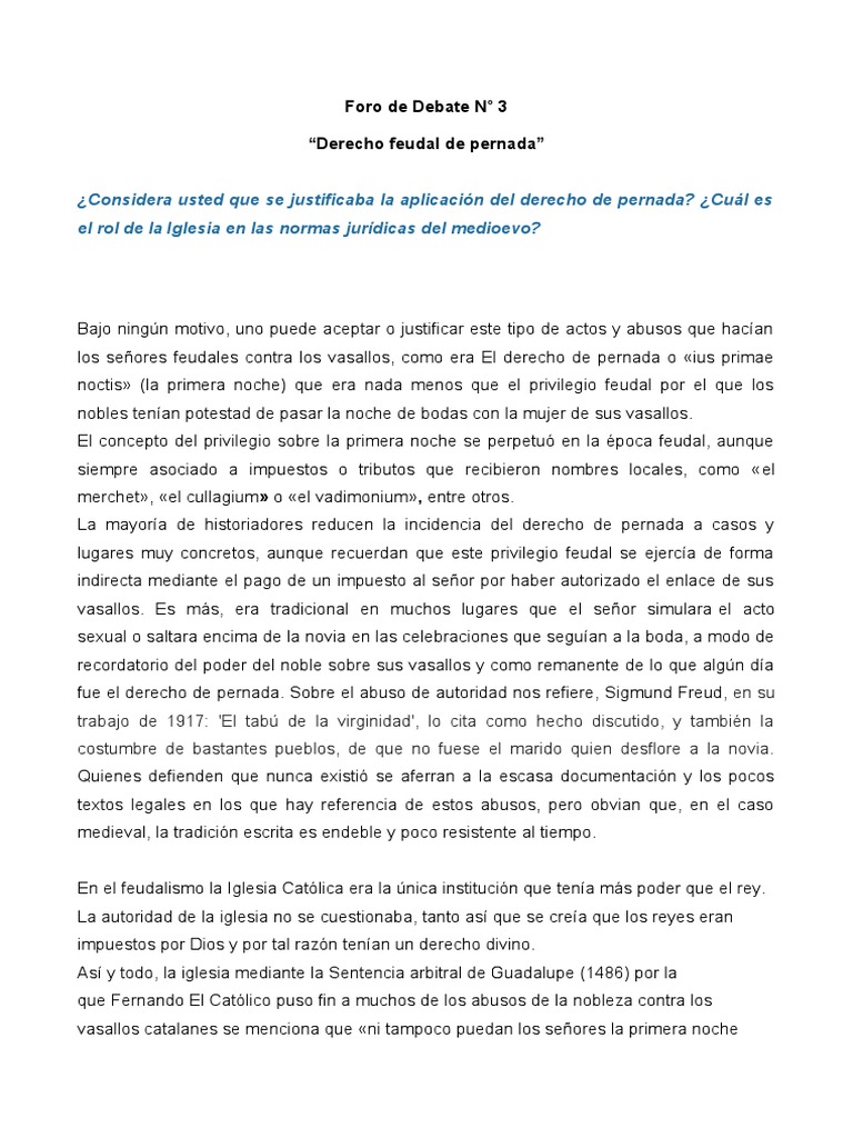 Derecho de Pernada: Historia y Actualidad | PDF