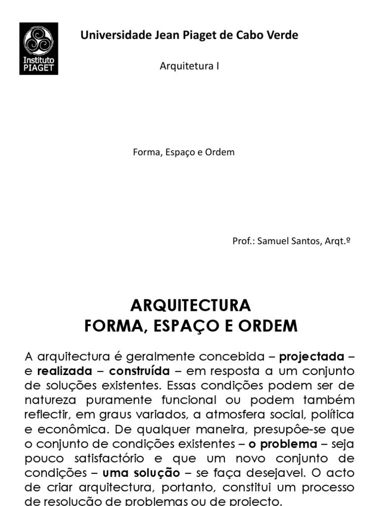 Arquitectura I - Forma Espaço e Ordem | PDF