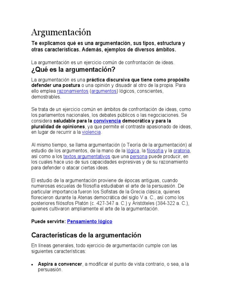 Argumentación | PDF | Teoría de la argumentación | Lógica