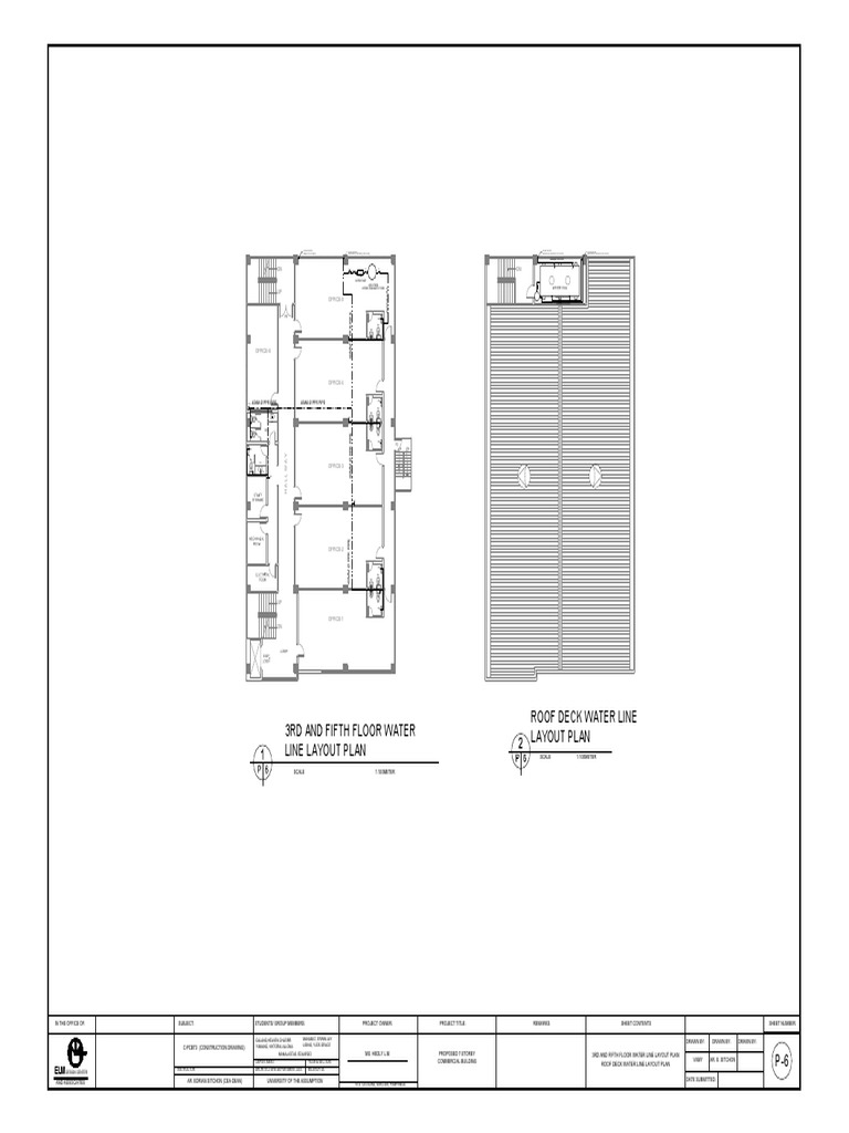 3Rd and Fifth Floor Water Line Layout Plan Roof Deck Water Line Layout ...