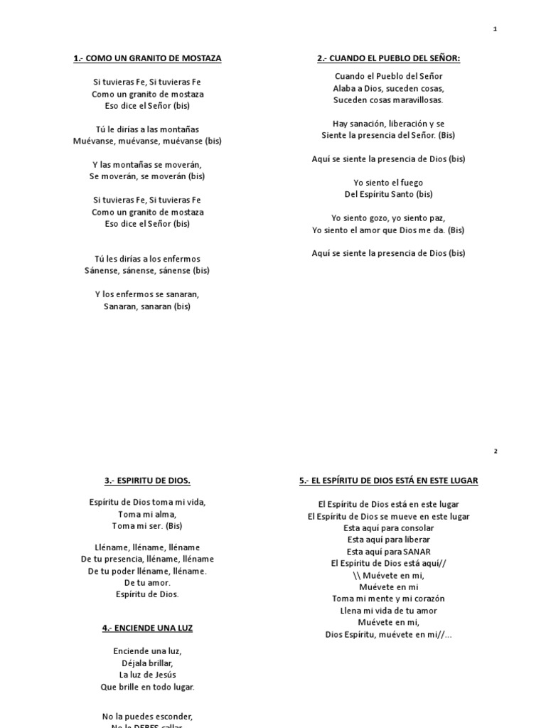 Cantos Misa de Sanacion | PDF