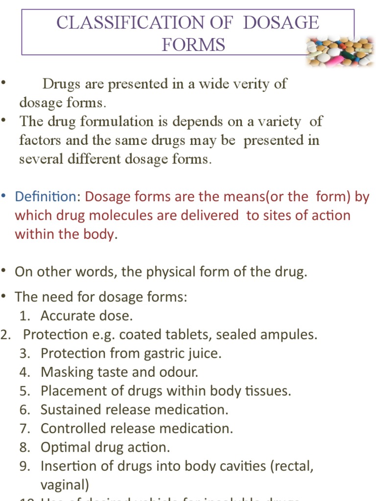 2 - CLASSIFICATION OF DOSAGE FORMS I Edited | PDF