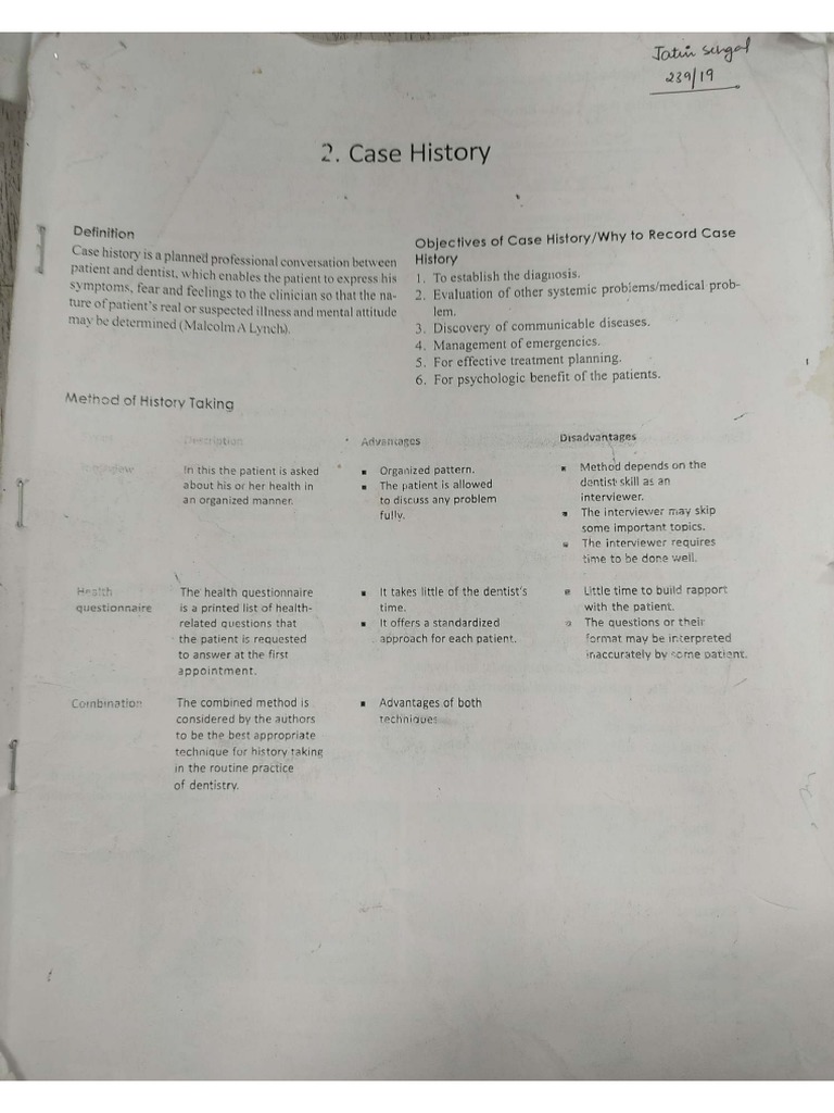 Case History OMR | PDF