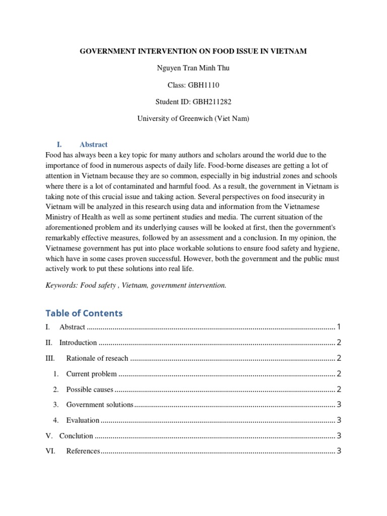 Government Intervention On Food Issue in Vietnam | PDF | Food Safety ...