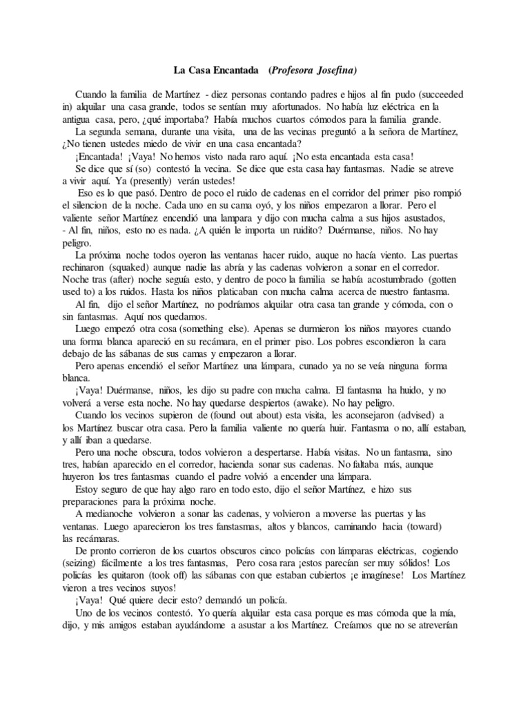 La Casa Encantada in Spanish y Palabras para Aprender | PDF