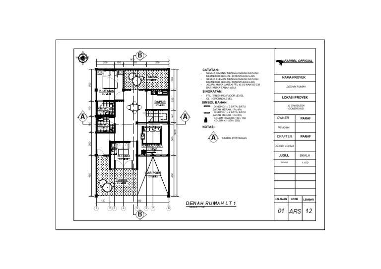 Denah Rumah LT 1: Catatan | PDF