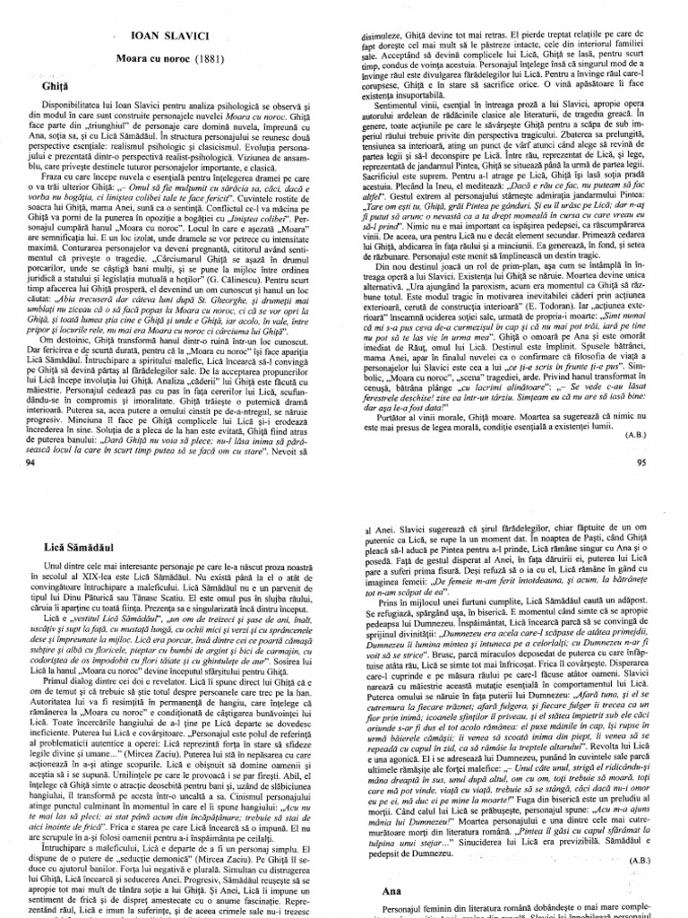 Moara Cu Noroc - Personajele | PDF