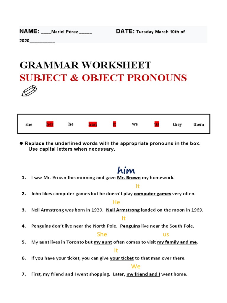 Subject and Object Prons. | PDF