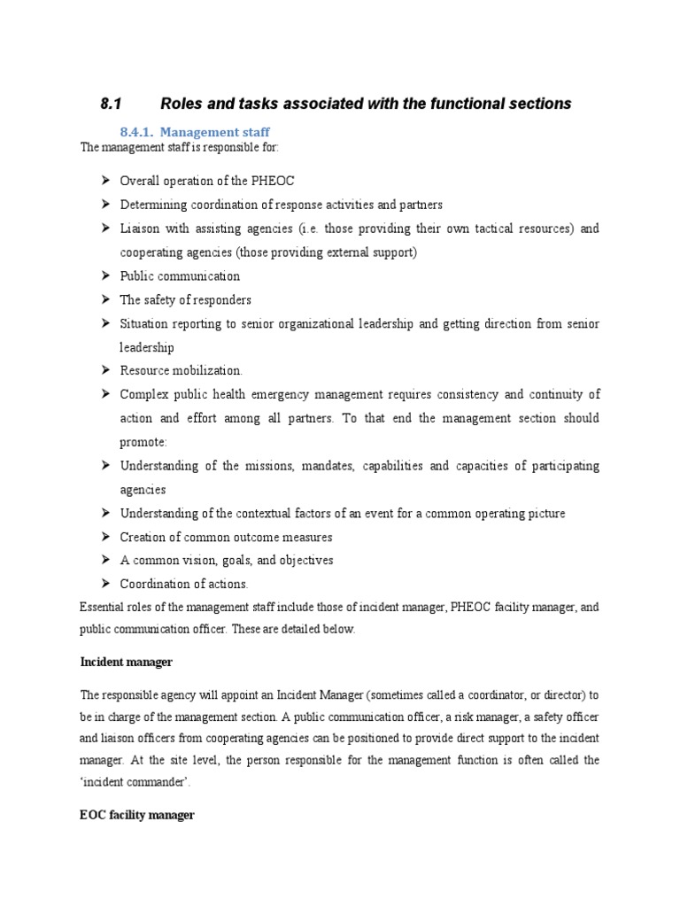 EOC Roles and Responsibilities | PDF | Epidemiology | Geographic ...