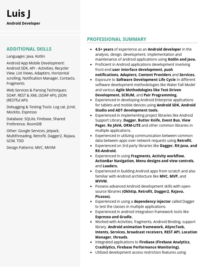 Luis J Resume | Download Free PDF | Android (Operating System) | Mobile App