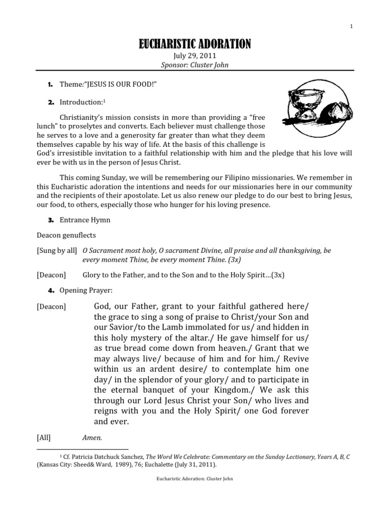 Eucharistic Adoration-Benediction Sample Rite | PDF | Eucharist | Mary, Mother Of Jesus