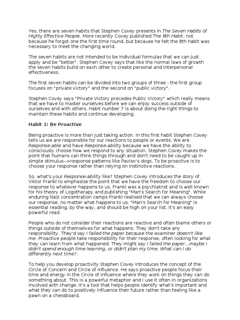 Habit 1: Be Proactive | PDF | Behavioural Sciences | Metaphysics Of Mind