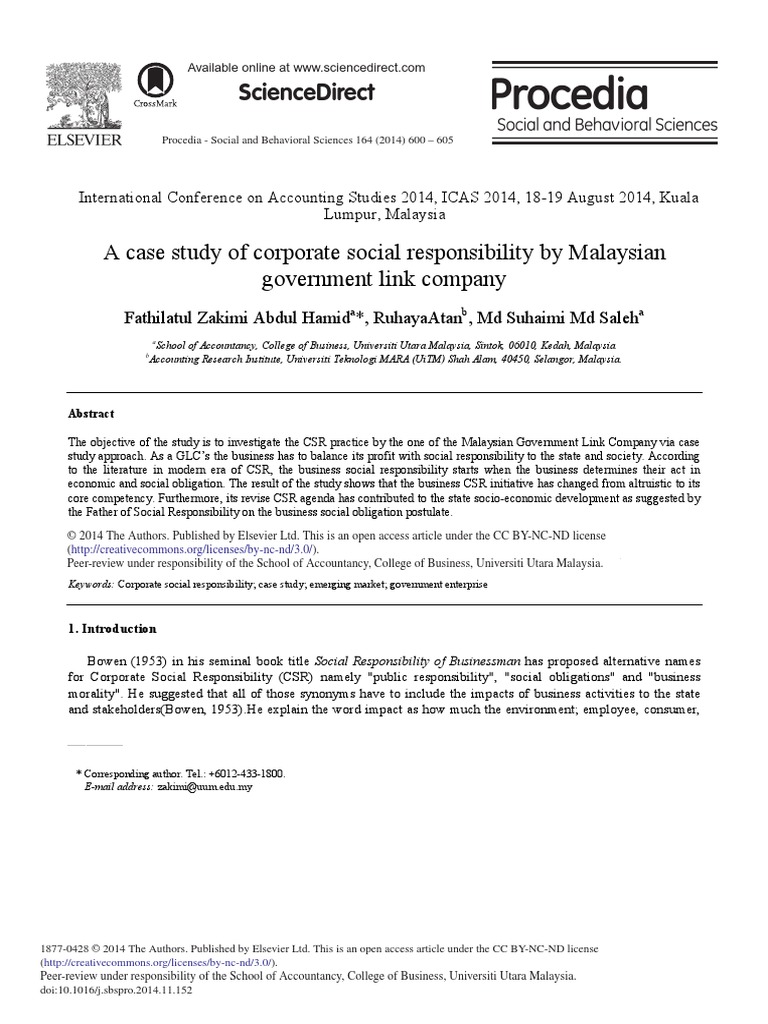 A Case Study of Corporate Social Responsibility | PDF | Corporate ...