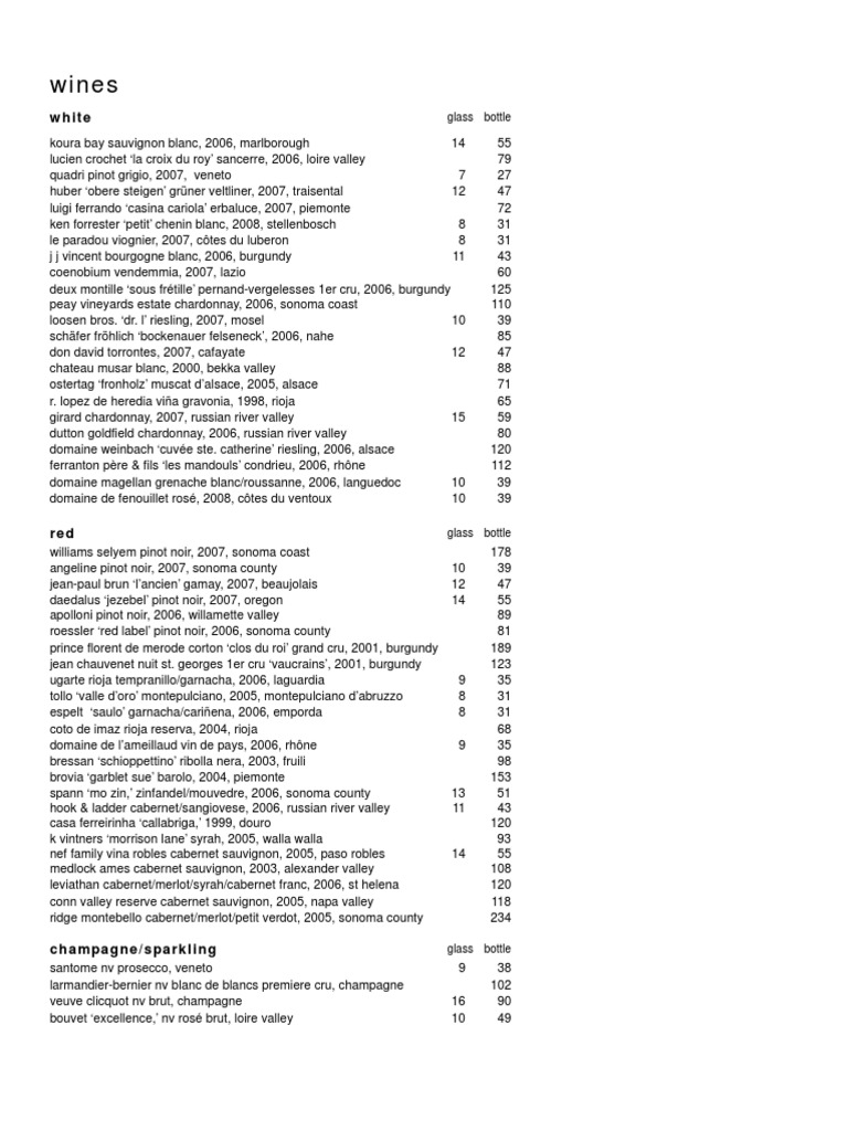 Wines: White | PDF | Sushi | Wine