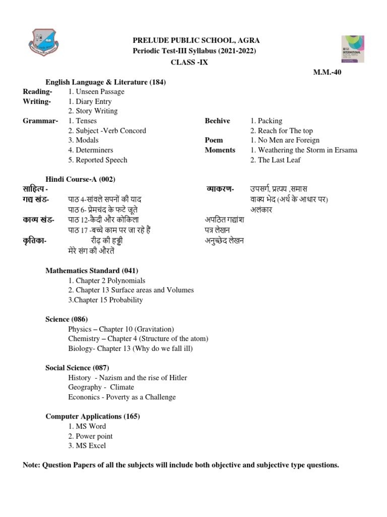 PT III Syllabus IX | PDF