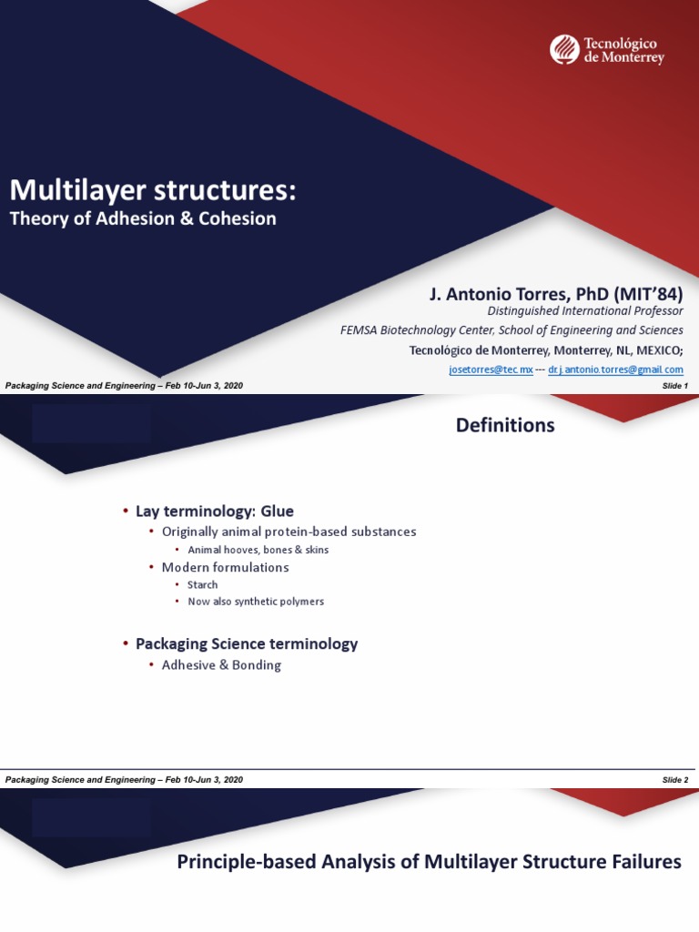 Multilayer Structures: Adhesion and Cohesion Theory | PDF | Adhesion ...