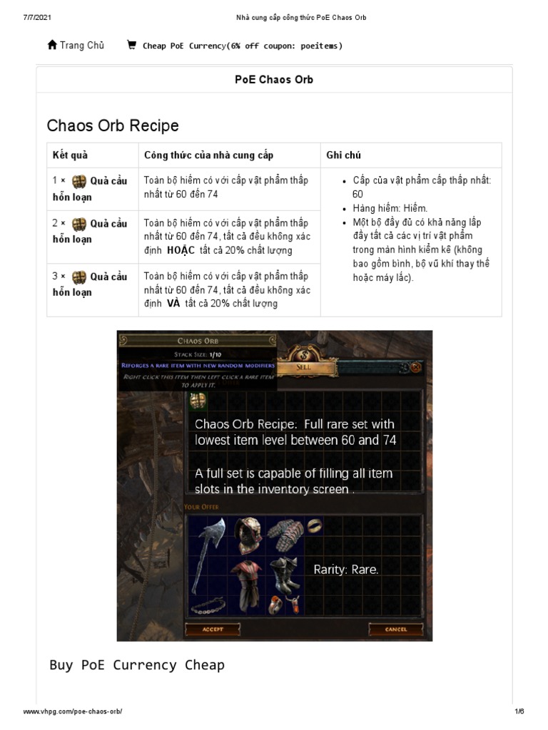 Nhà cung cấp công thức PoE Chaos Orb | PDF