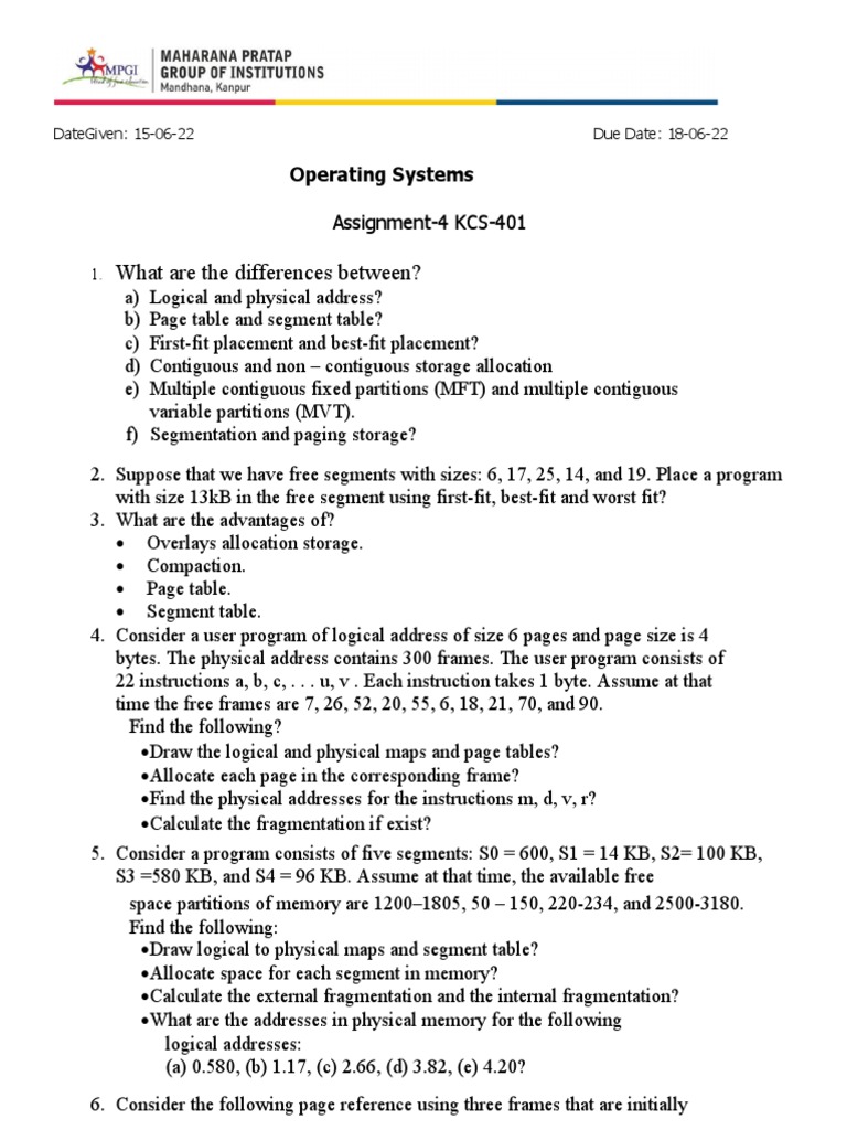 Assignment 4 Kcs 401 Pdf Computer Hardware Computing 3231