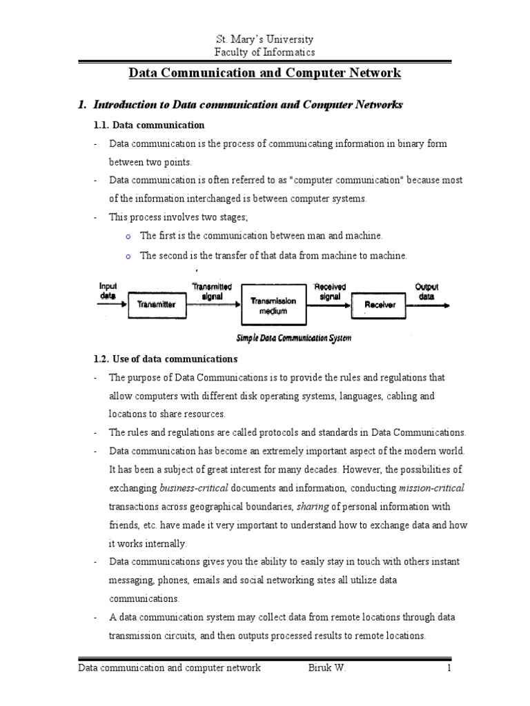 Data Communication and Computer Network Chapter 1 | PDF | Transmission ...