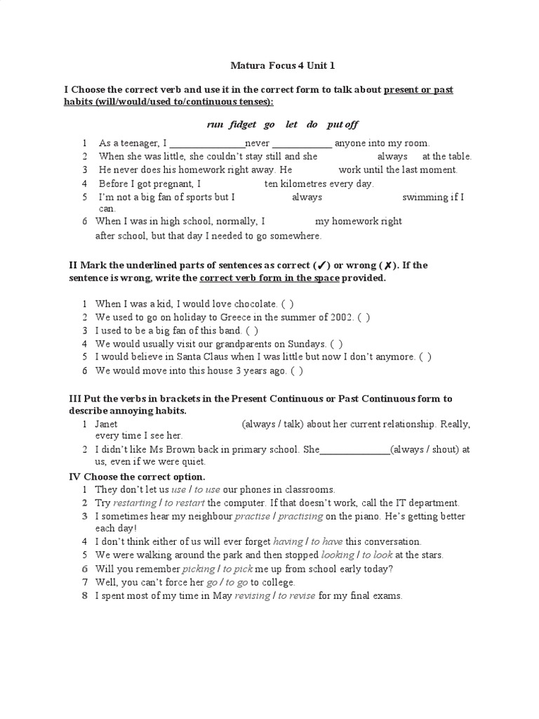 Matura Focus 4 Unit 1 | PDF