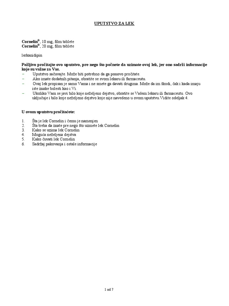 Uputstvo Za Lek | PDF