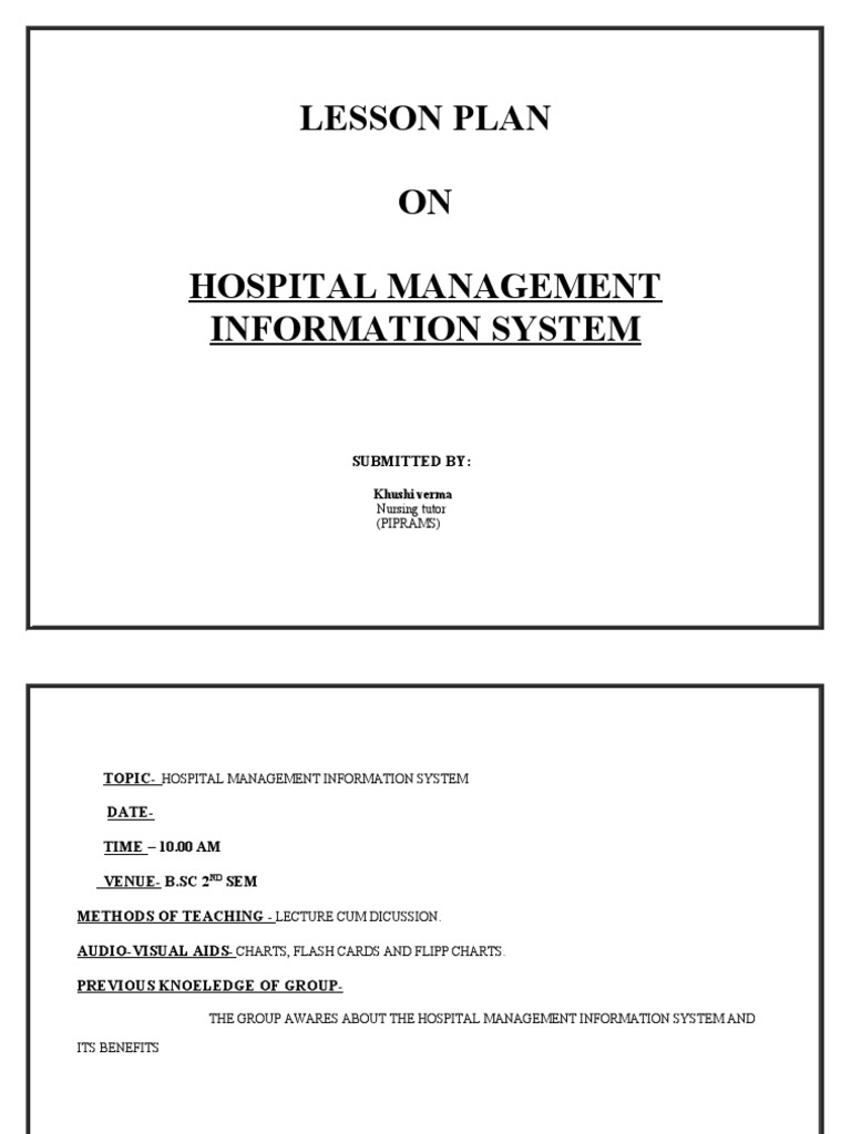 Lesson Plan On Hmis | PDF | Health Informatics | Information