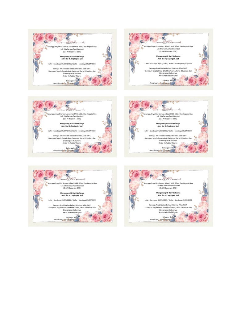 Ucapan Di Kotak Nasi 40 Hari 2 - Kanalmu | PDF