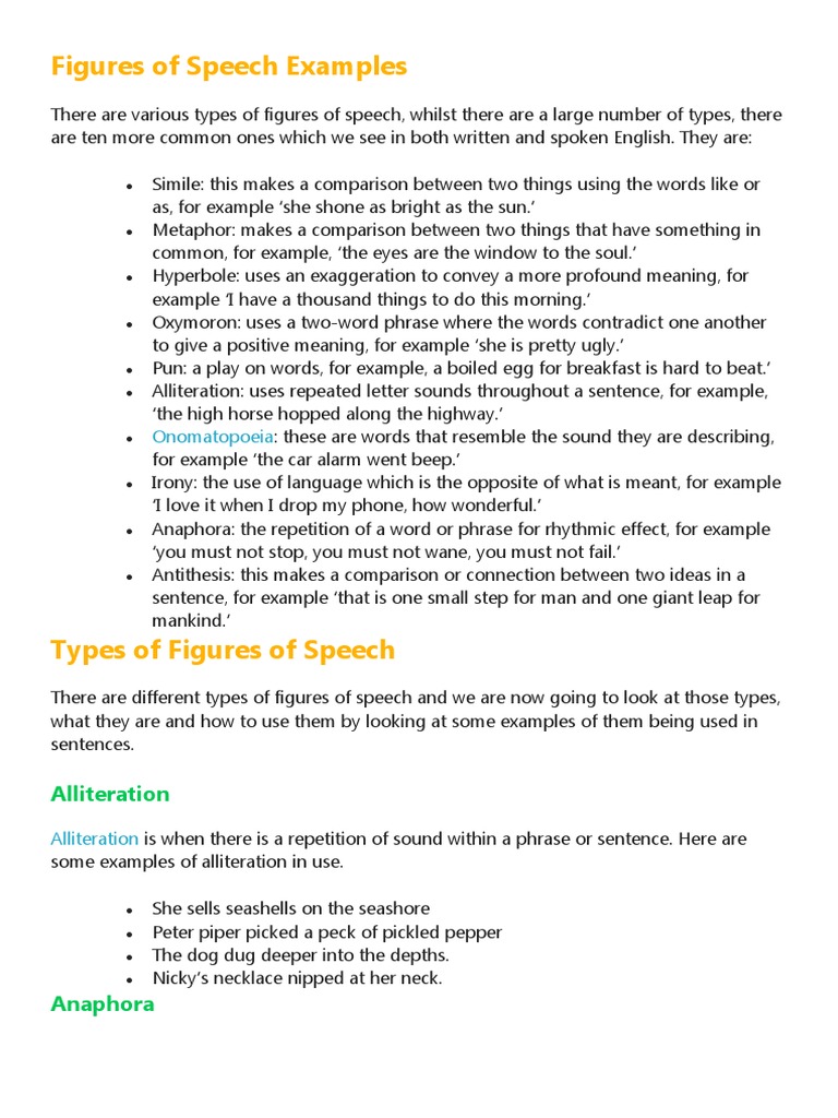 Figures of Speech Examples | PDF | Irony | Rhetoric