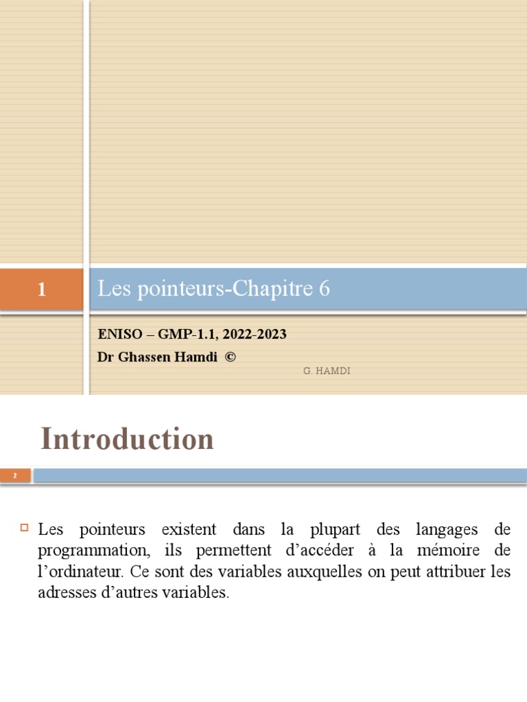 Les Pointeurs | PDF | Pointeur (programmation) | Variable (informatique)